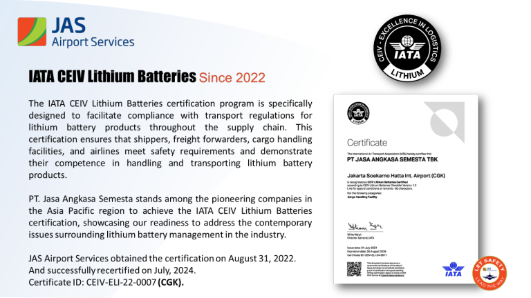 IATA CEIV Lithium Batteries – PT. Jasa Angkasa Semesta